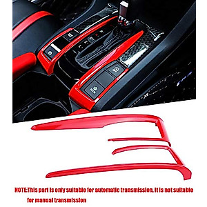 BOYUER 15PCS Civic Interior Full Accessories Center Console Gear Box Cover Trim Steering Wheel Trims Decoration Stickers for 10th Gen Honda Civic 2021 2020 2019 2018 2017 2016(RED)