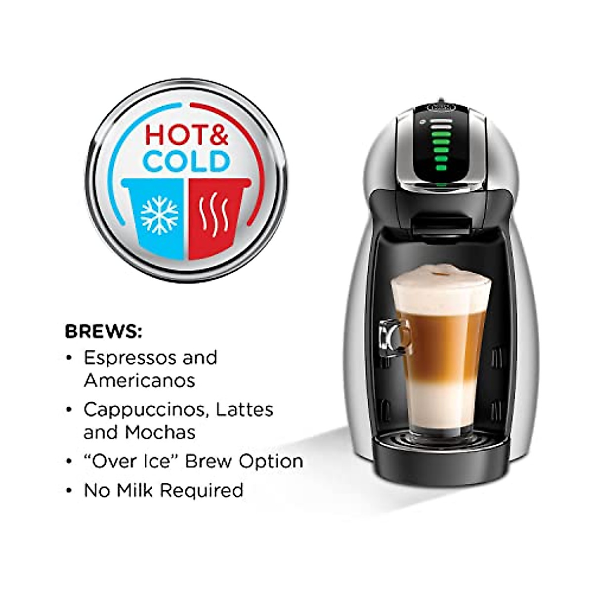 NESCAFÉ Dolce Gusto Coffee Machine, Genio 2, Espresso, Cappuccino and Latte Pod Machine,45 ounces, Silver