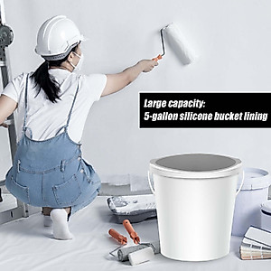 5 Gallon Bucket Liner, Silicone Rubber Bucket Saver Reusable Bucket Lining with Graduated Measurement for Concrete Paint Mix and Thinset (Grey)