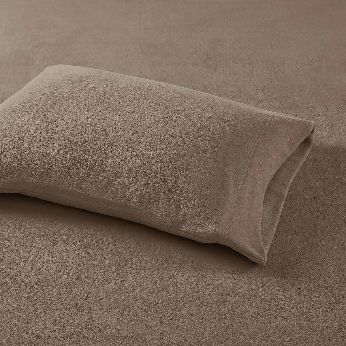 True North by Sleep Philosophy Micro Fleece Bed Sheet Set, Warm, Sheets with 14" Deep Pocket, for Cold Season Cozy Sheet-Set, Matching Pillow Case, Cal King, Brown, 4 Piece