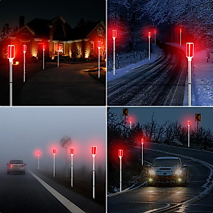 Aolyty Solar Lights Outdoor, Waterproof Driveway Markers Reflective Warning Flash Light with 2 Lighting Modes, LED Solar Light for Parking Lots, Yard, Sidewalk, Road Safety, Stop Sign, 30 Inches