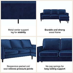 Mr. Kate Winston Reversible Sofa Sectional, Blue Velvet