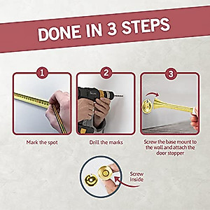 Jack N’ Drill Door Stopper (15 Pack) - 3⅛” Light Duty Spring Door Stop with Flexible Spring and Non-Marking Tip, Door Stops with Finishes to Match Every Home and Office