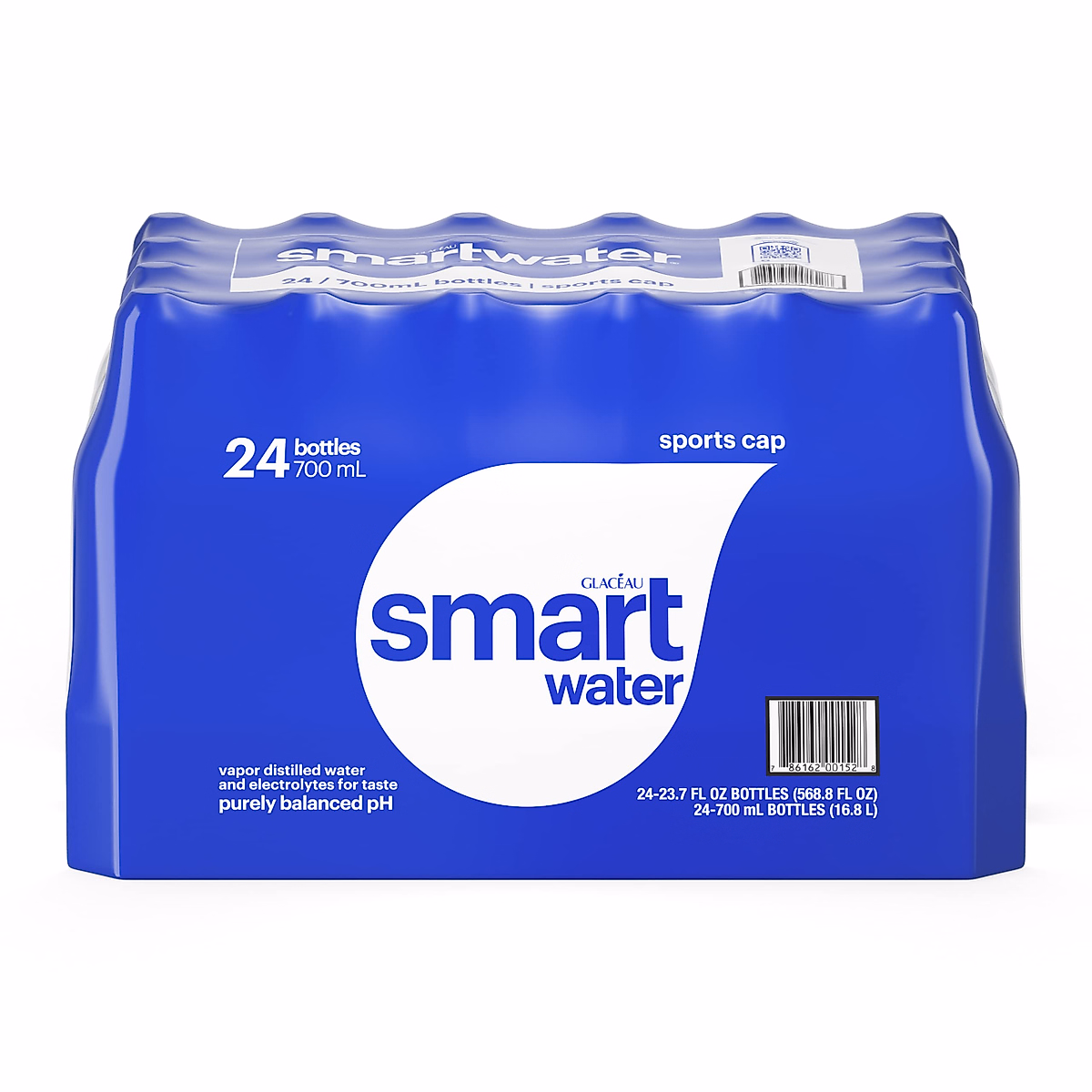 smartwater Smart Water Sports Cap, 700ml, 24 Pack, 23.7 Fl Ounce (Pack ...