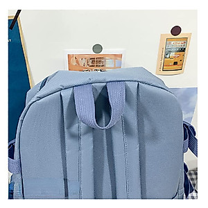 4Pcs Cute Backpack Set with Pins Pandent Kawaii Ita Bags Supplies Bookbag Aesthetic Back to School Stationary Accessories (Blue)