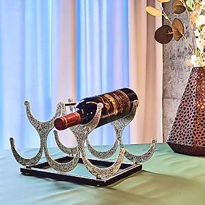 Aayla Wine Holder Rack - Metal Silver Tabletop Wine Bottle Holders, Holds 5 Wine Bottles, Assembly Required, for Wine Lovers to Store The Wine Collection