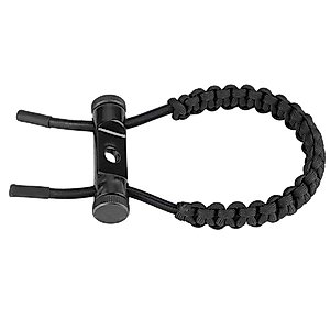 Bow Wrist Sling, 1Pc Archery Adjustable Compound Wrist Rope Durable Leather Braided Cord Rope Hunting Accessory (Black)