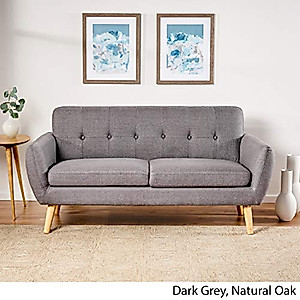 Christopher Knight Home Josephine Mid-Century Modern Petite Fabric Sofa, Dark Grey / Natural