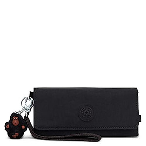 Kipling womens Women's Rubi Wallet, Compact, Snap Closure, Removable Strap, Nylon Wallet, Black Tonal, 7.5 L x 3.75 H 1.5 D US