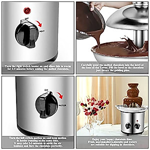 Micnaron Chocolate Fondue Fountain 3 Tiers Electric Melting Chocolate Machine Mini Hot Chocolate Fondue Pot Stainless Steel Heated Basin Chocolate Fountain For Nacho Cheese, BBQ Sauce, Ranch, Liqueurs