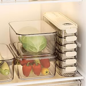 Fridge Storage Boxes With Lids, Dumpling Box Refrigerator Organizer Stackable Storage with Lids, Portable Multi Layer Quick Frozen Food Storage Container for Kitchen Fridge (transparent, 6 layer)