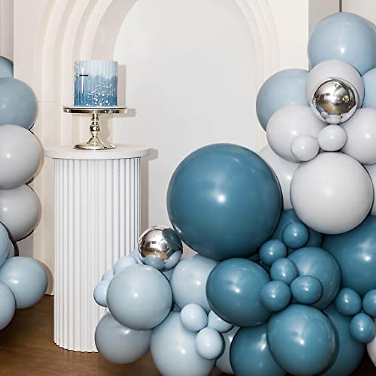 Dusty Blue Balloon Garland Arch Kits - 80pcs Slate Blue Balloons Different Sizes 5 Inch 12 Inch Birthday Balloons Sea Blue Balloon Arch for for Baby Shower Gender Reveal Wedding Party Decoration