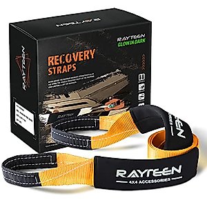 RAYTEEN Genuine 20,000lb Xtreme Heavy Duty Tree Saver | 8.2ft x 3in Vehicle Tow Strap with Reflective Sleeve & Reinforced Loops | Suits for 4x4 Offroad UTV ATV Trucks Boats