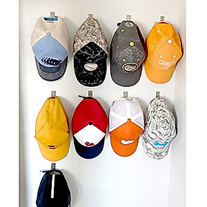 Small Adhesive Hooks Hat Hooks Organizer for Wall Stainless Steel Ultra Strong Wall Rack Hooks for Hanging Hats, Caps, Keys, Kitchen Utensils- Kitchen, Bathroom, Cabinet-20 Packs