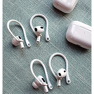 4 Pairs 【 Anti-Slip 】 Compatible with AirPods 2 Ear Hooks, Replacement Ergonomic Design Comfortable Fit Ear Tips Wingtips Sport Holder Accessories Compatible with AirPods 3 2 1 & Pro White 722