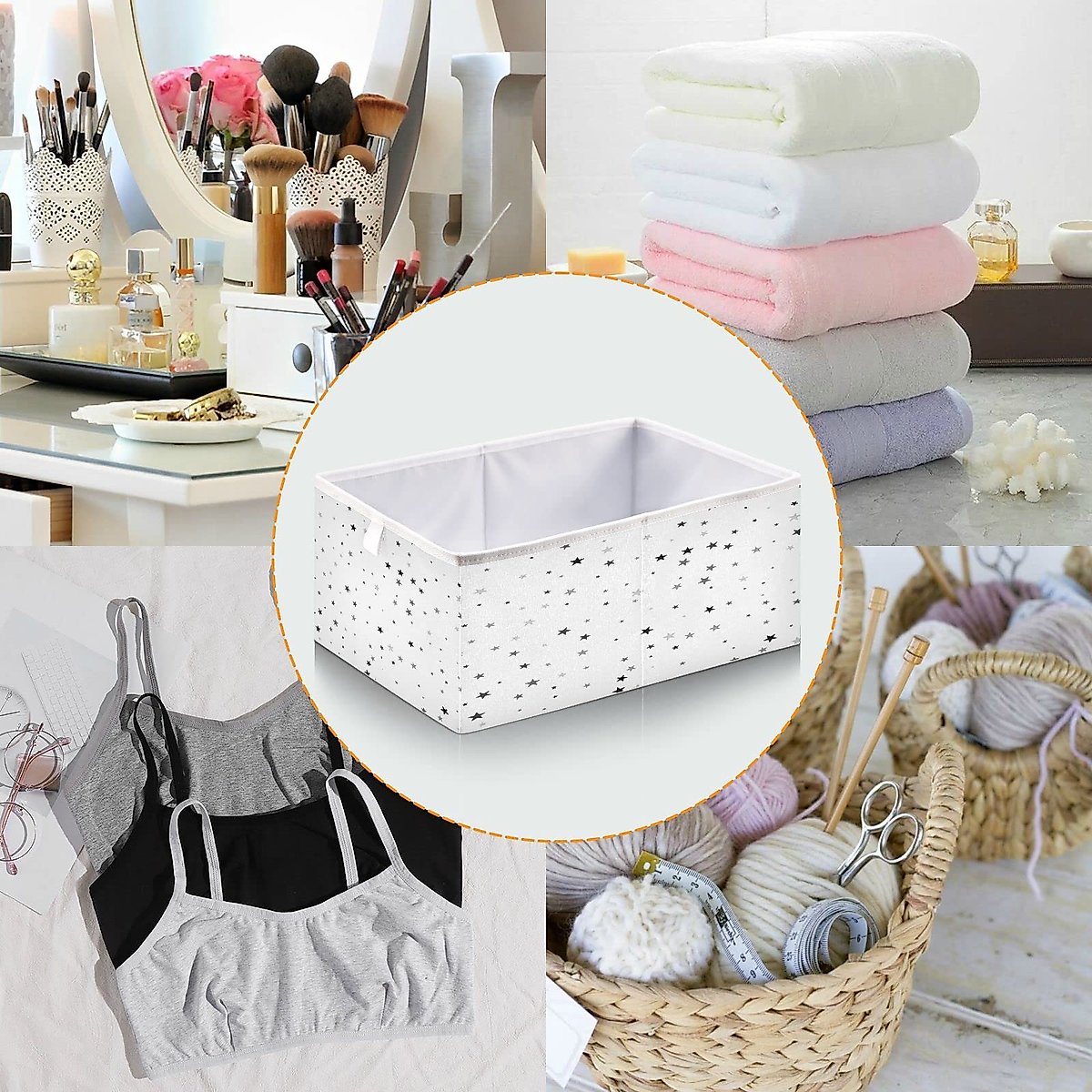Blueangle Scandinavian Stars Cube Storage Bin, 11 x 11 x 11 in, Large Collapsible Organizer Storage Basket for Home Décor（470）