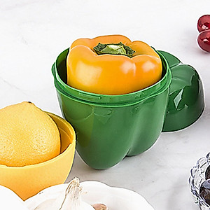 Tiydiygo 6PCS Fresh Food Savers Vegetable Fruit Shape Containers Set,Reuseable Avocado Lemon Tomatoes Pepper Onion Garlic Storage Keeper Sealing Box Fresh Bowls for Refrigerators