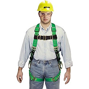Miller by Honeywell P950FD-58/UGN DuraFlex Python Full-Body Harnesses with Vest Style Front D-Ring, Universal, Green