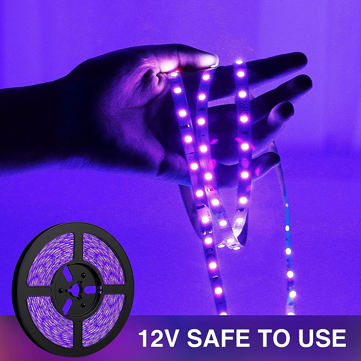 Vbakor 12V 16.4FT Marine Boat Ultra Violet UV Black Light LED Lights Strip, Night Fishing Lights, 5050 LED Waterproof UV Led Strip with Extension Cable for Fishing Boat Pontoon Yacht