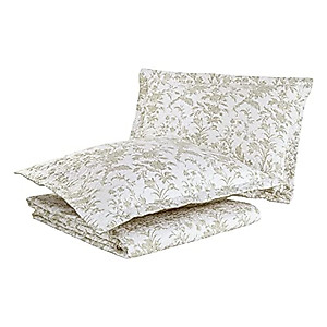 Laura Ashley Home - Queen Quilt Set, Cotton Reversible Bedding with Matching Shams, Home Decor for All Seasons (Amberley Biscuit, Queen)