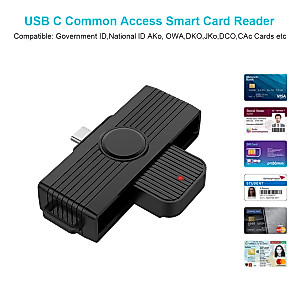 USB C DOD Military USB Common Access CAC Smart Card Reader and SIM Card Reader,Compatible with Mac Os, Windows,Linux
