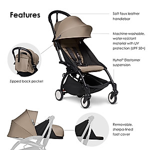 BABYZEN YOYO2 Stroller & 0+ Newborn Pack - Includes Black Frame, Taupe 6+ Color Pack & Taupe 0+ Newborn Pack - Suitable for Children Up to 48.5 Pounds