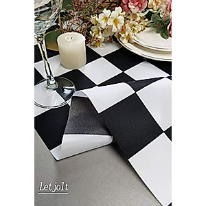 Table Runner Black and White Checkerboard Racing Theme for Anniversary Runner Dinner Parties Supplies Birthday Party Wedding Winter New Year Decorations 12 x 72 Inches