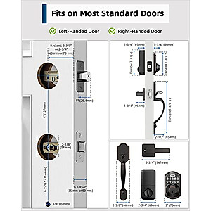 Fingerprint Keyless Entry Door Lock with Handle - TEEHO TE002H Smart Keypad Deadbolt Set for Front Door - 0.3s Biometric Identify - Auto Lock - IP54 Waterproof - Oil Rubbed Bronze