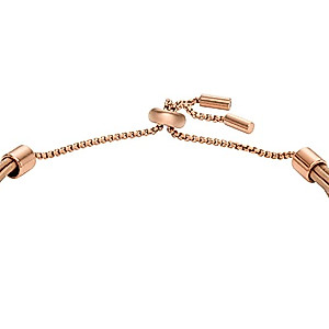 Fossil Women's Rose Gold Beaded Leather Bracelet, Color: Rose Gold (Model: JF04472791)