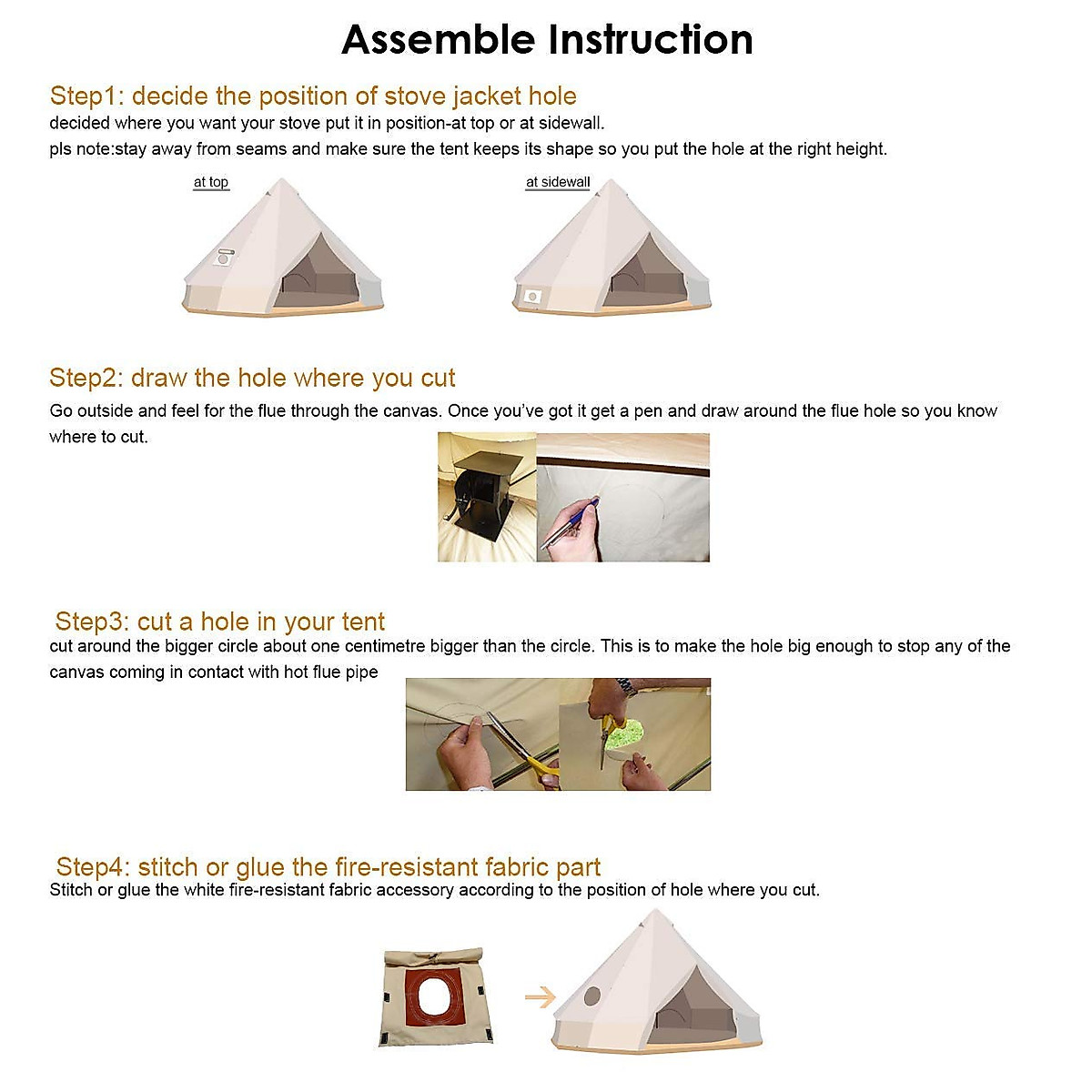 PlayDo Heavy Duty Fire Resistant Round Stove Jacket Hole Pipe Vent for 4 Season Camping Tent (4"(10.16cm))