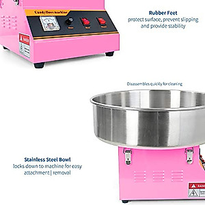 VIVO Pink Electric Commercial Cotton Candy Machine/Candy Floss Maker with Bubble Shield CANDY-KIT-1