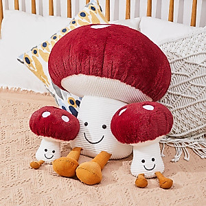 Bestsea Mushroom Plush Cute Mushroom Plushie Stuffed Animals Pillow Home Decor Kids Gift Red Mushroom Pillows Plush 7.8 Inches