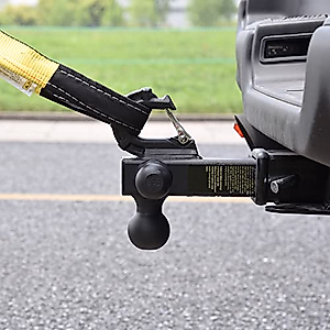REYSUN Trailer Hitch Tri Ball Mount with Hook, Tactical Tow Hook, Fits 2 inch Hitch Receiver, Secure with Self-Lock Latch, Matt Black