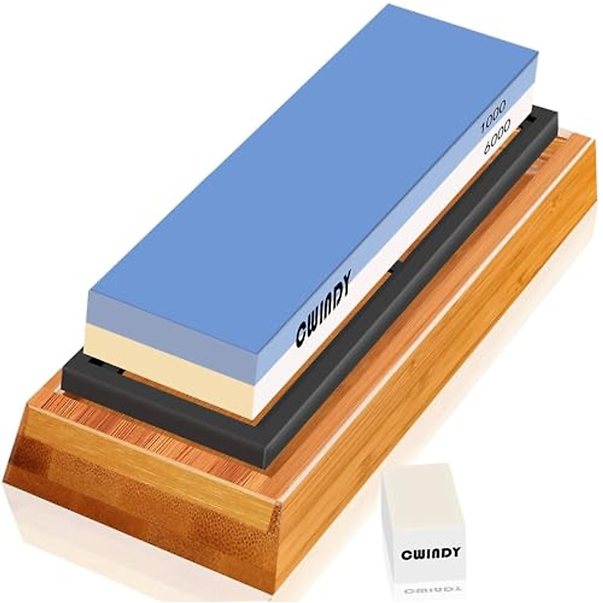 Sharpening Stone Whetstone Kit Dual Sided 1000/6000 Grit Professional Whetstone Knife Sharpener Stone Wet Stone Set Nonslip Bamboo Base, and Fix Stone