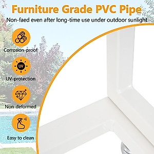 GAOMON Pool Towel Rack,Outdoor PVC Trapedozal Poolside Storage Organizer,5 Bar,Outdoor Towel Rack with Wheels,Pool Towel Holder,Stores Floats and Paddles, Towel Stand for Beach,Pool,Indoor,White