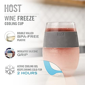 HOST Wine Freeze Cooling Cup, Plastic Double Wall Insulated Freezable Drink Chilling Tumbler with Freezing Gel | Wine Glasses for Red and White Wine, Set of 1, 8.5 oz, Coral