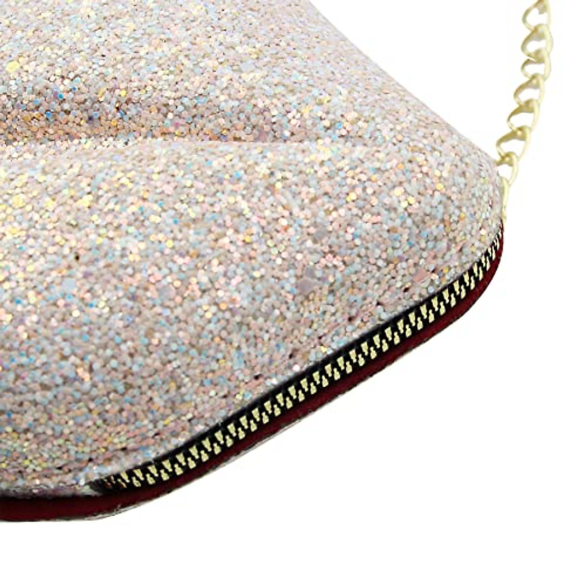 Womens Glitter Lip Purse Evening Bag PU Banquet Crossbody Shoulder Bag for Women