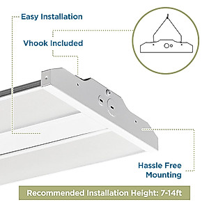WareLight Oslo Compact Linear High Bay Fixture - 11,000 Lumens, 78 Watt, CCT Selectable, 120-277V LED Light, 16.5 x 10.2 x 1.8 Inches, White, Pack of 2