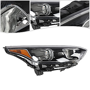 TBVECHI Headlight Assembly for 2019 2020 2021Kia Forte Halogen w/LED DRL Passenger Side Headlamp Replacement, Black Housing Clear Lens Front Head Light Lamp 92102M7100 92101M7100