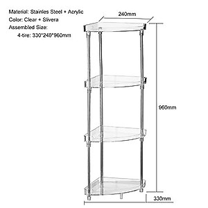Decdeal 4-Tier Corner Storage Shelf Organizer for Cosmetics, Bathroom Countertop, Vanity Tray, Kitchen Standing Shelf