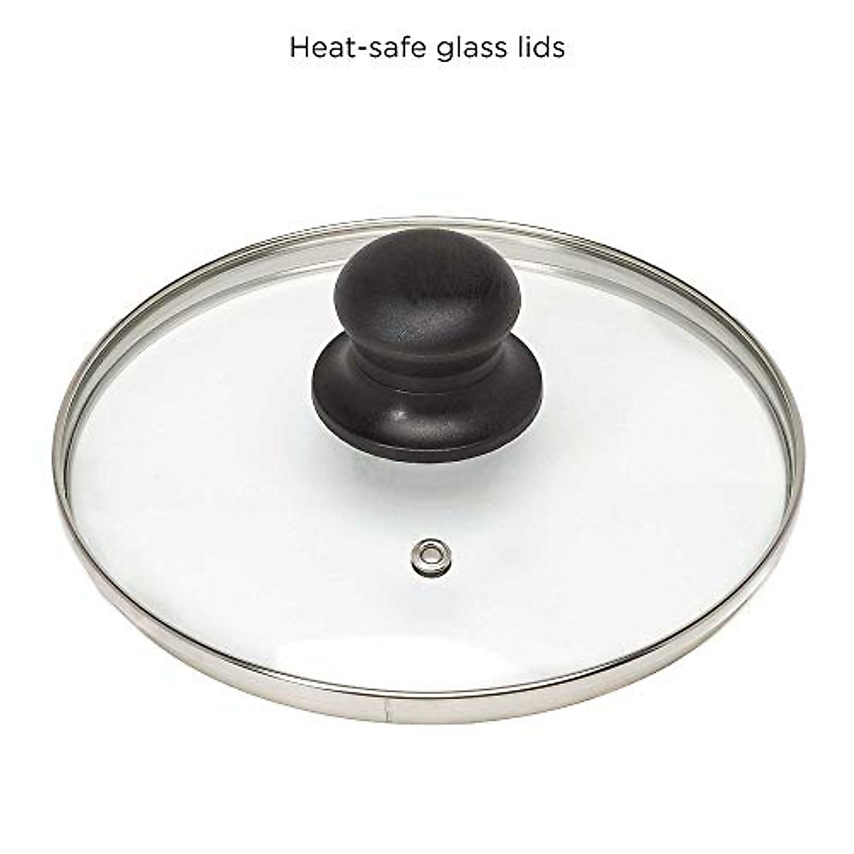 Ecolution Easy Clean Nonstick Cookware Set, Features Kitchen Essentials, Bamboo Cooking Utensils Set, Vented Glass Lids, Ergonomic Grip Handles, Made without PFOA, Dishwasher Safe, 20-Piece, Black