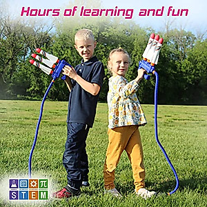 New Bounce Rocket Launcher for Kids - Adjustable 2-in-1 Jump Rocket Set - Includes a Sturdy Launch Pad and 4 LED Rockets - Soars Up to 150 Ft - Fun Kids Outdoor Toys (4 Pc Rocket Launcher)