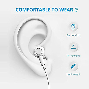 2Pack Earphones with Microphone Volume Control, Wired Earbuds Headphones Headsets Noise Isolating Deep Bass 3.5mm Compatible with iPhone/iPad/Samsung/Android Phone/Tablet/Laptops/Computers(White)