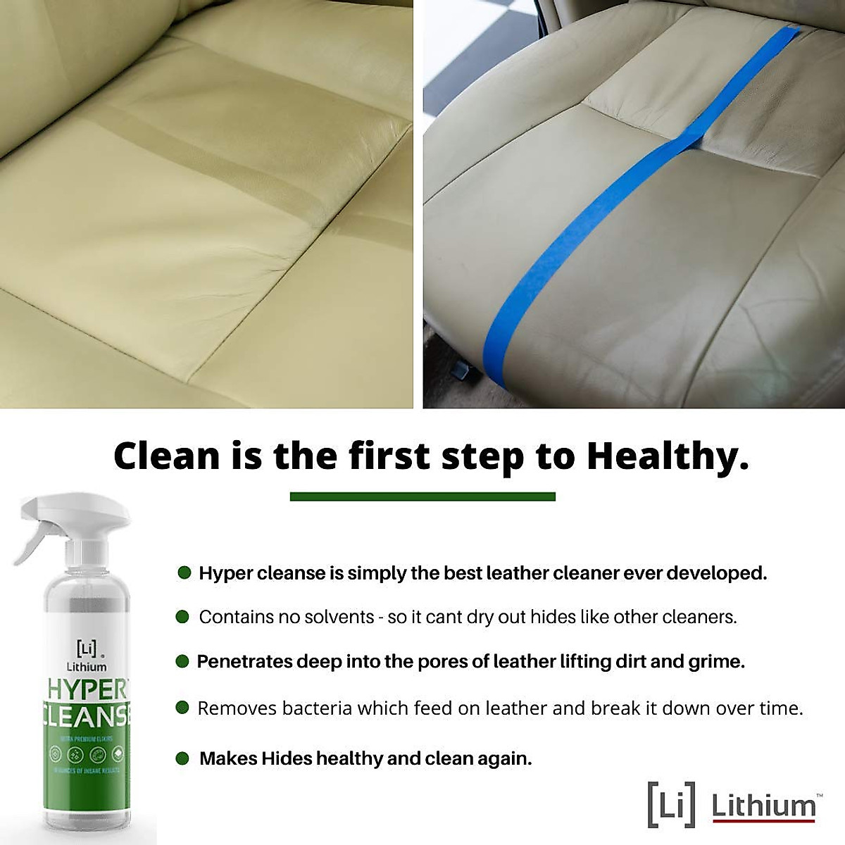 Lithium Hyper Cleanse- All Purpose Cleaner- Newest Science in Cleaning Leather, Plastic, Carpet, Vinyl, Removes The Toughest Stains, Protects, Penetrates Cracks and Grooves. (16oz)