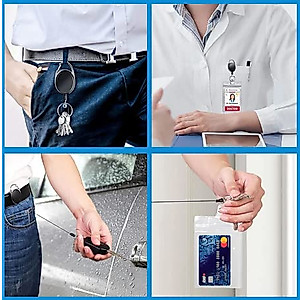 2 Packs Heave Duty Retractable Badge Reels with Carabiner Belt Clip and Key Ring, Badge Holders for ID Card Holders with 26.5 Inch Pull Cord (Black)