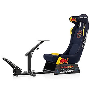 Playseat Evolution Pro Sim Racing Cockpit | Comfortable Racing Simulator Cockpit | Compatible with all Steering Wheels & Pedals on the Market | Supports PC & Console | Redbull Racing Esports edition