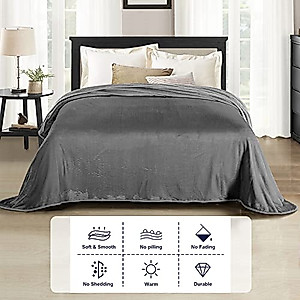 Balichun King Size Blanket - Soft Lightweight 330GSM Bed Throw Blanket for Sofa, Couch, Bed, Camping, Travel -All Season Thermal Fleece Blankets, 90x 108 inches, Grey