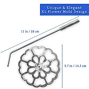 Bunuelos Mold with Handle X-Large (5.7 in Cast Aluminum) - Molde para Buñuelos de Viento Mexicanos - Buñuelos de Viento Moldes - Bunuelo Mold Mexican Cookware - Rosette Iron Set with Handle