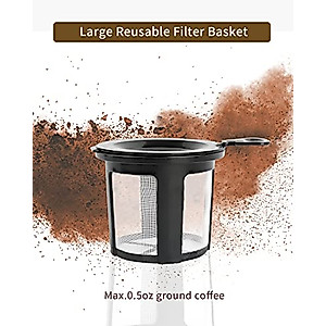 Teglu Upgraded Single Serve Coffee Maker 2 in 1 for K Cup Pods & Ground Coffee, Mini K Cup Coffee Machine 6-14 oz, One Cup Coffee Brewer with One-Bouton Fast Brewing, Reusable Filter, Slim Version