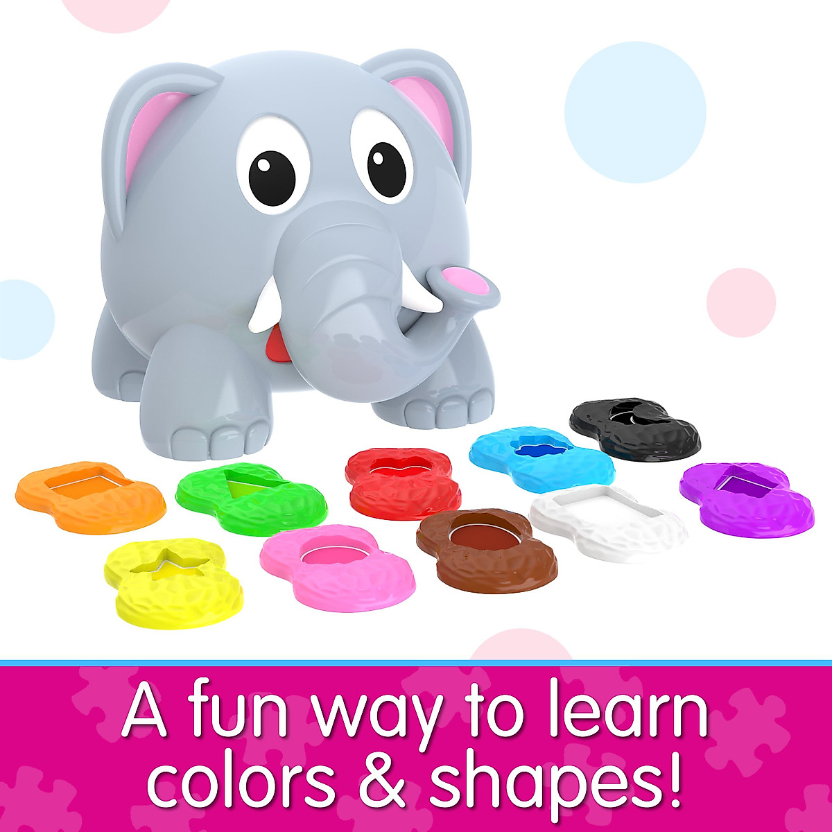 The Learning Journey Learn with Me - Shapes Elephant - Color & Shapes Teaching Toddler Toys & Gifts for Boys & Girls Ages 2 Years and Up - Preschool Learning Toy, Multi